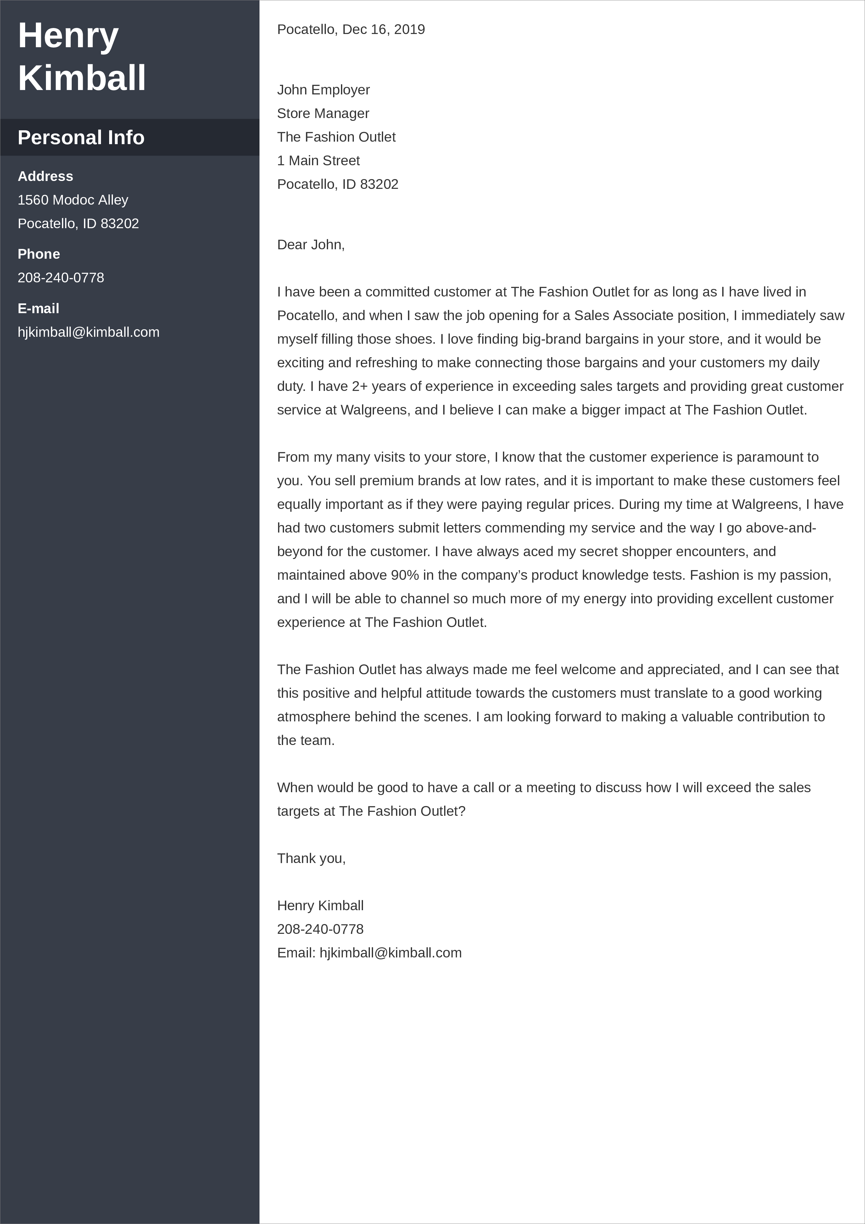 Sales Associate Cover Letter Examples Templates For 2024
