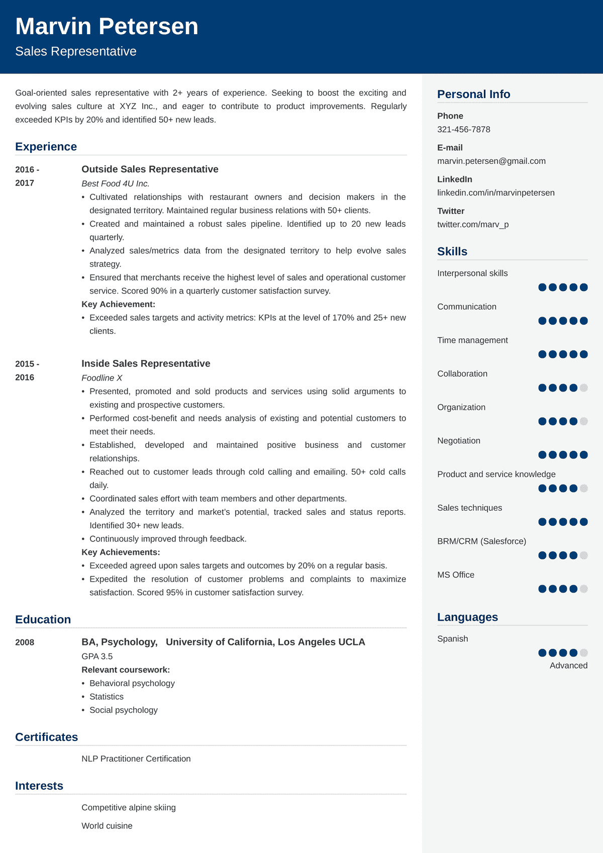 Sales Representative CV Examples And Templates For 2022 2022 