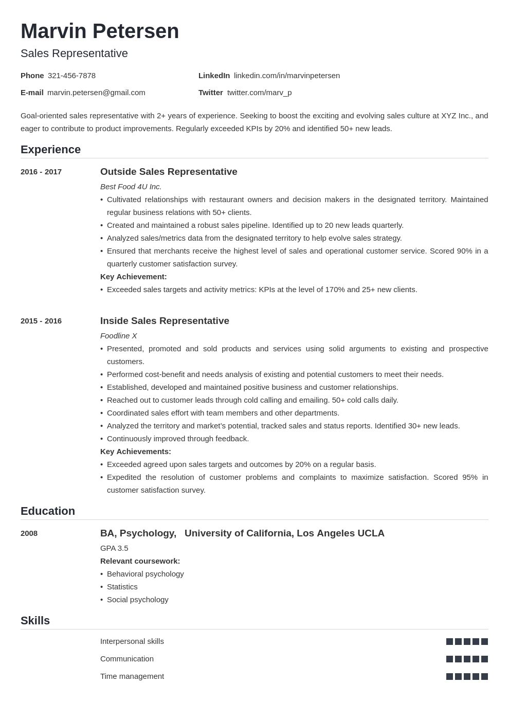 Sales Representative Resume Examples Template For 2023