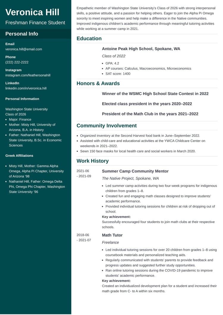 Sorority Resume Template