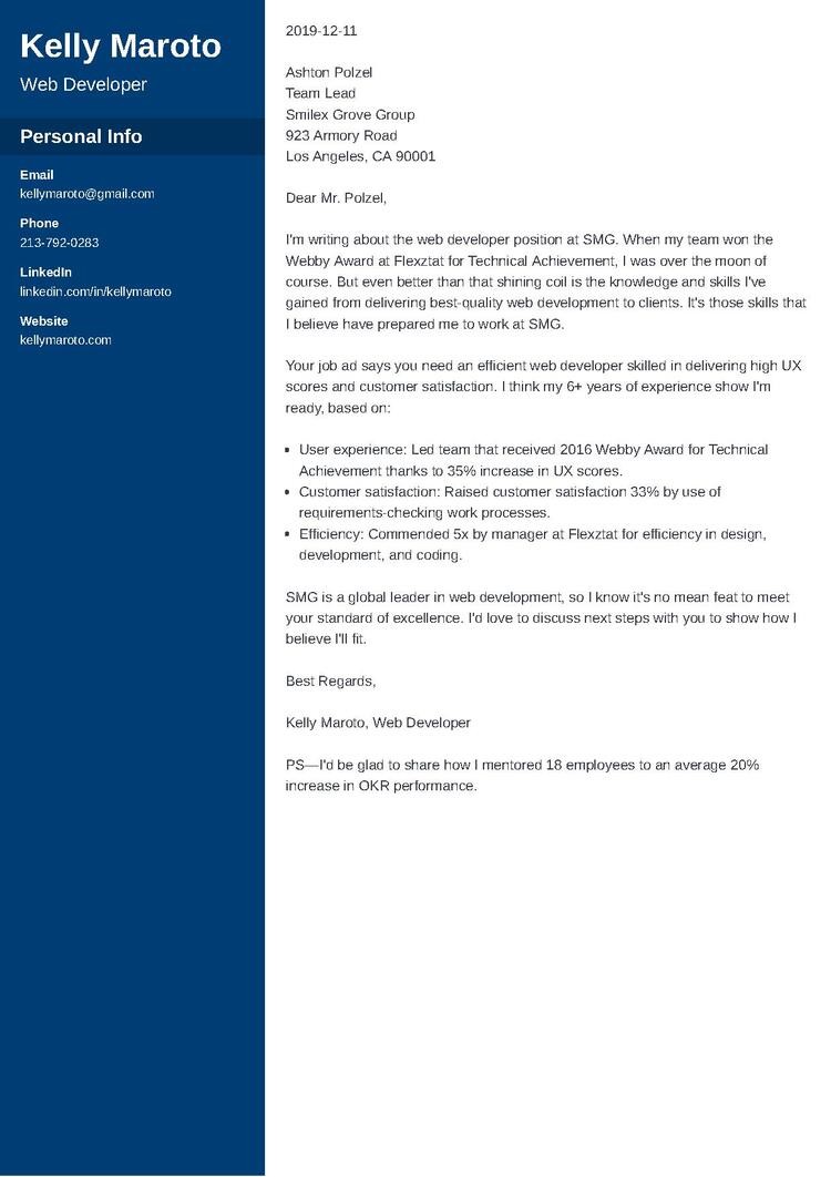 Web Developer Cover Letter: Examples & Best Templates (2025)